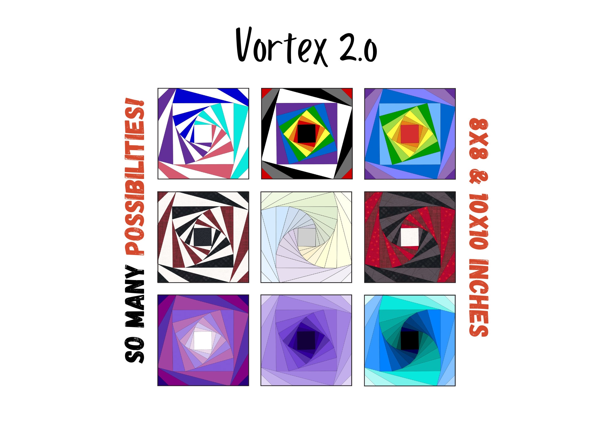 Vortex 2.0 Quilt Block - Foundation Paper Pieced Digital Pattern - 2 ...