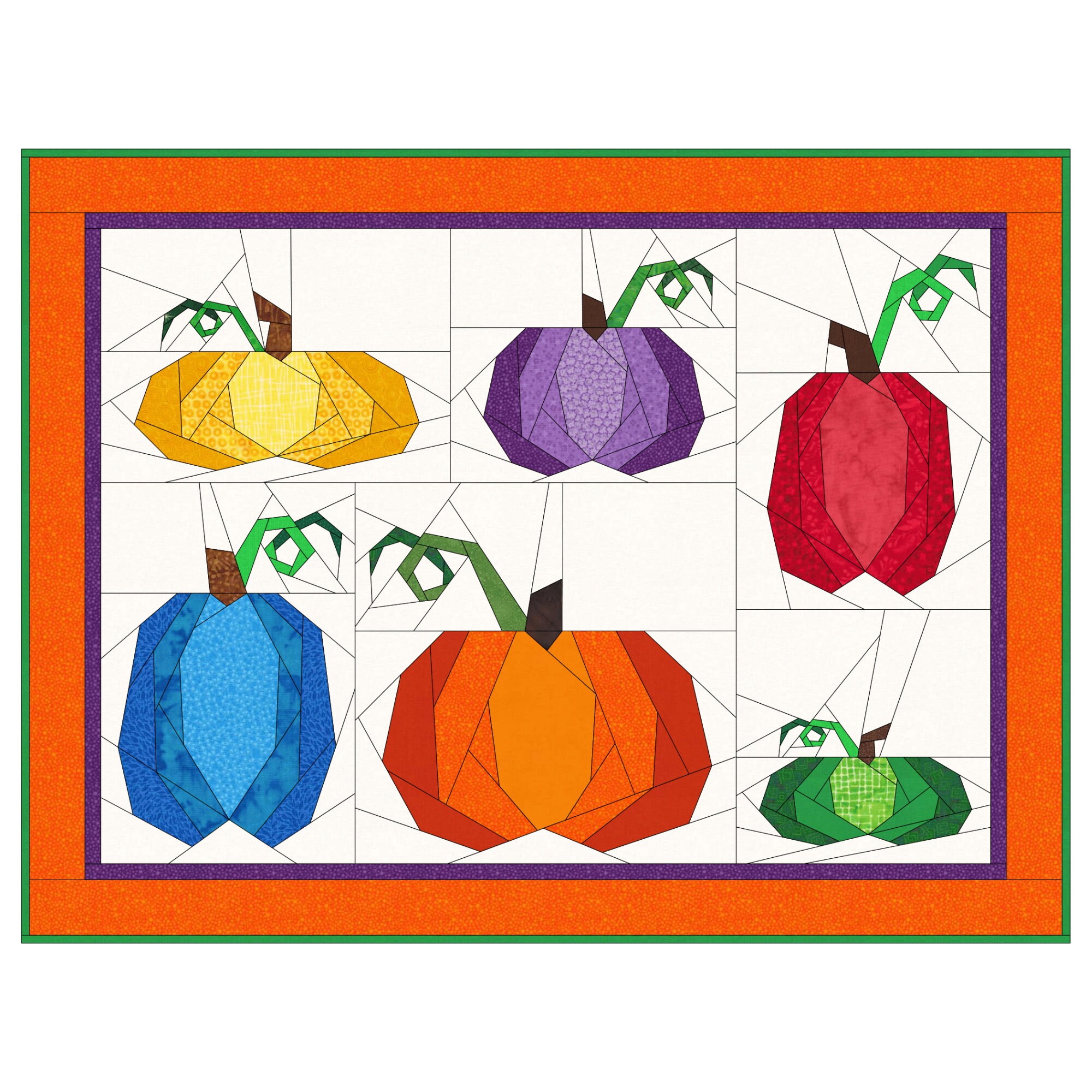 Pumpkin Patch Quilt Pattern Foundation Paper Pieced Blocks - Etsy