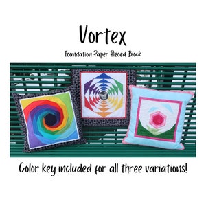 Vortex Quilt Block - 4 Sizes & 3 Variations - Foundation Paper Pieced ...