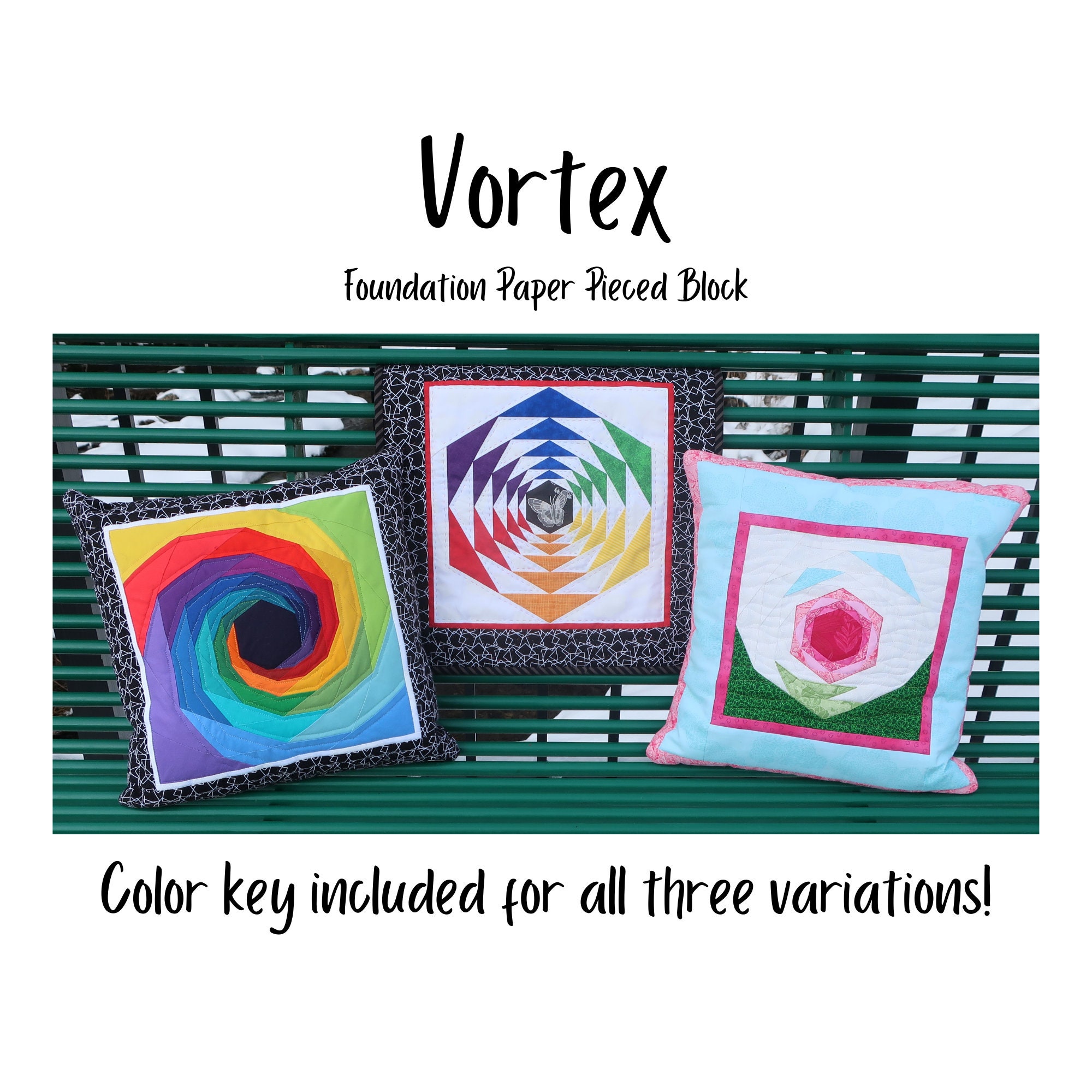 Vortex Quilt Block - 4 Sizes & 3 Variations - Foundation Paper Pieced ...
