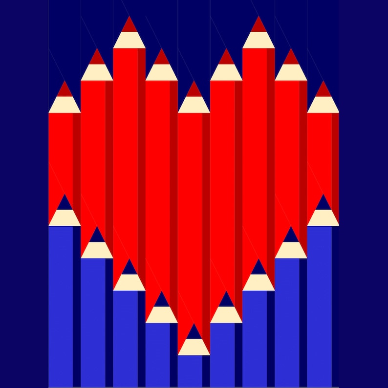 Pencil Heart Quilt Block - Foundation Paper Pieced Digital Pattern - 2 ...