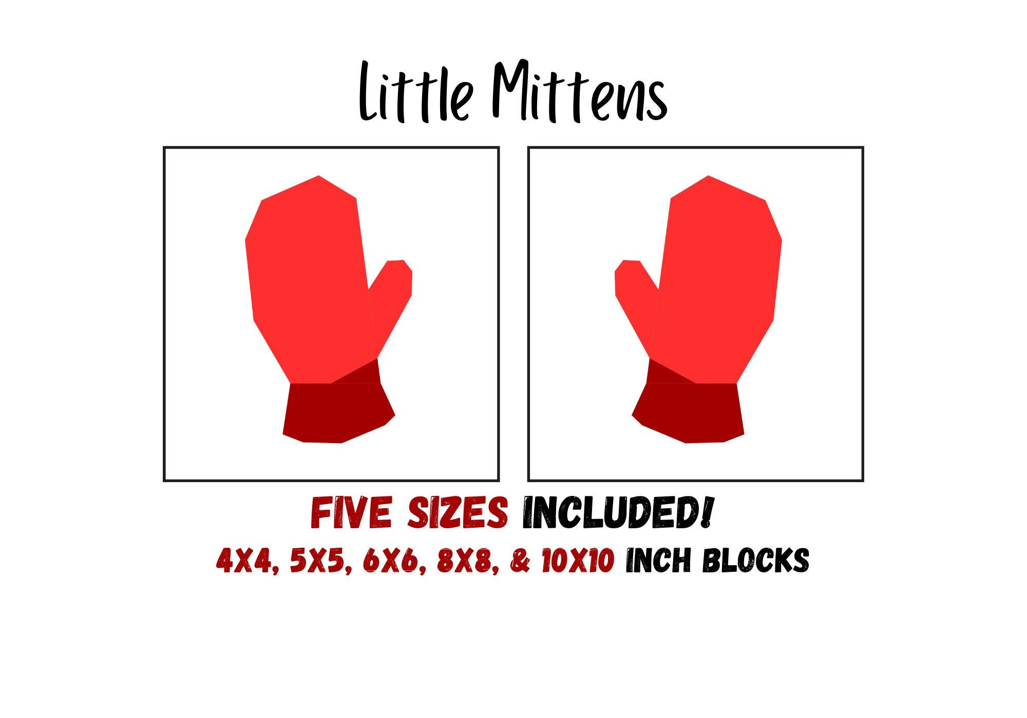 Little Mittens Quilt Block Foundation Paper Pieced Digital Pattern - Etsy