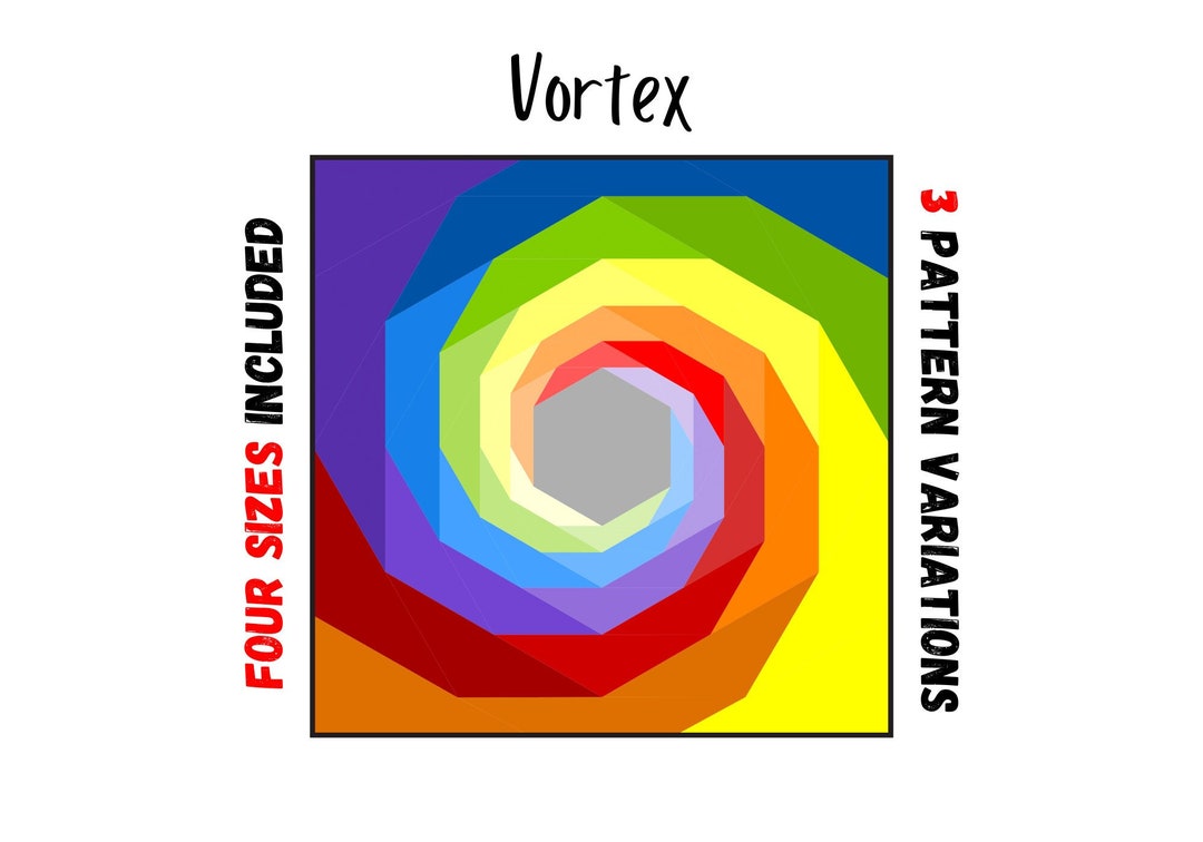 Vortex Quilt Block - 4 Sizes & 3 Variations - Foundation Paper Pieced ...