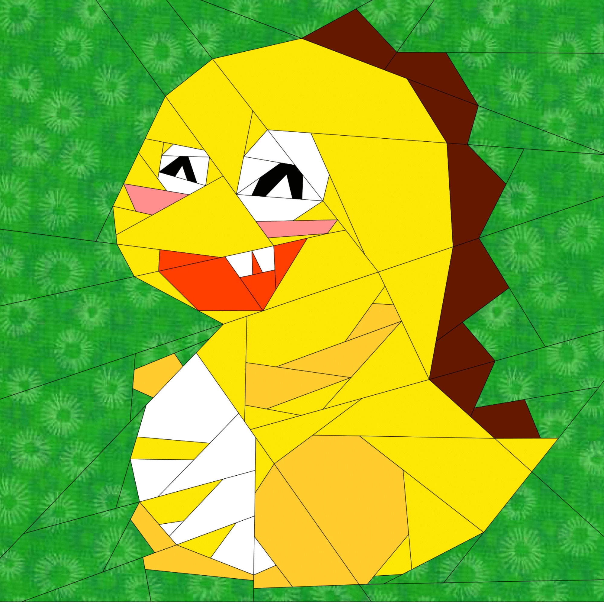 VIPKID Dino Quilt Block Foundation Paper Pieced Digital - Etsy