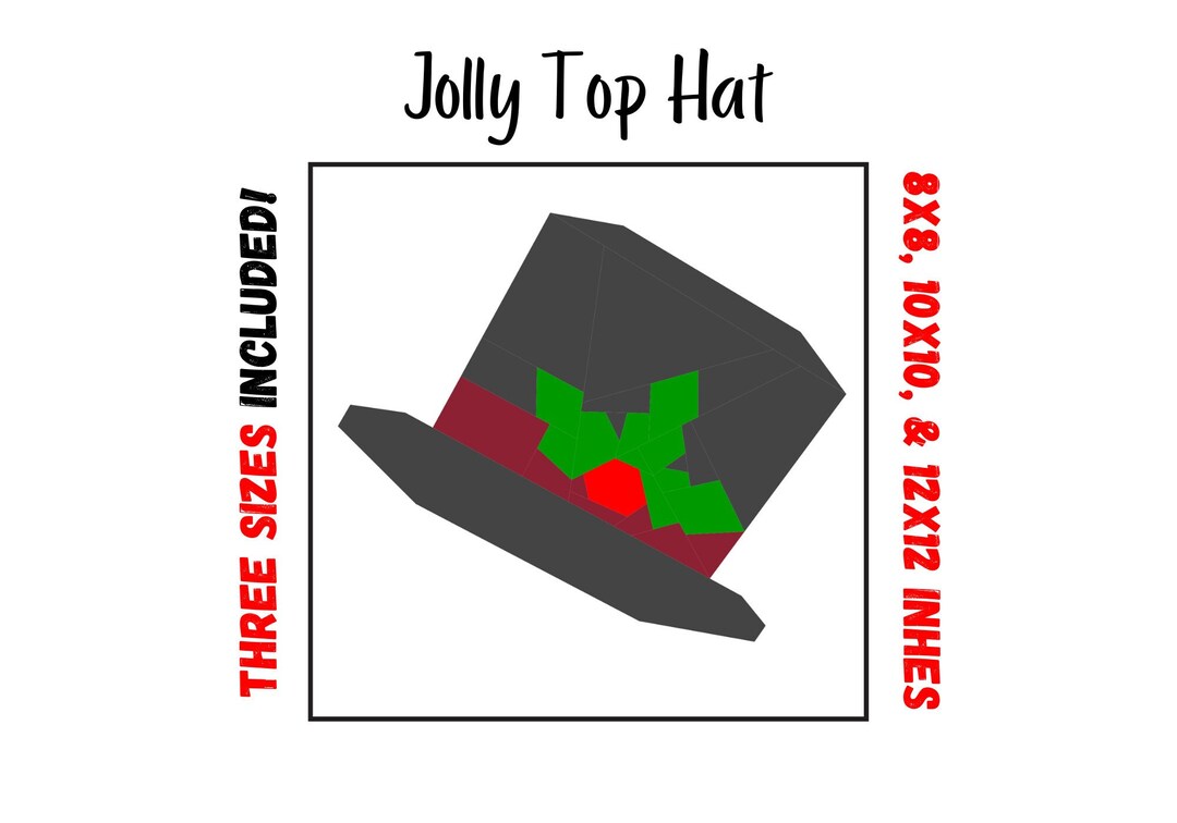 Jolly Top Hat Quilt Block- Foundation Paper Pieced Digital Pattern - Etsy