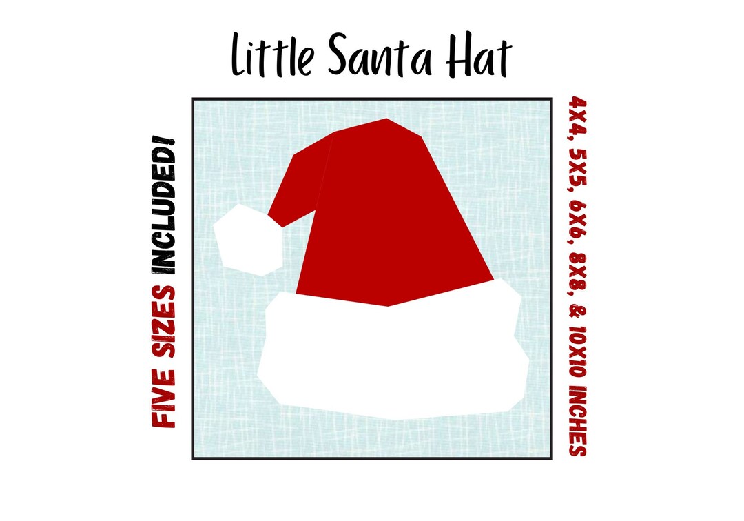 Little Santa Hat Quilt Block - Foundation Paper Pieced Digital Pattern ...