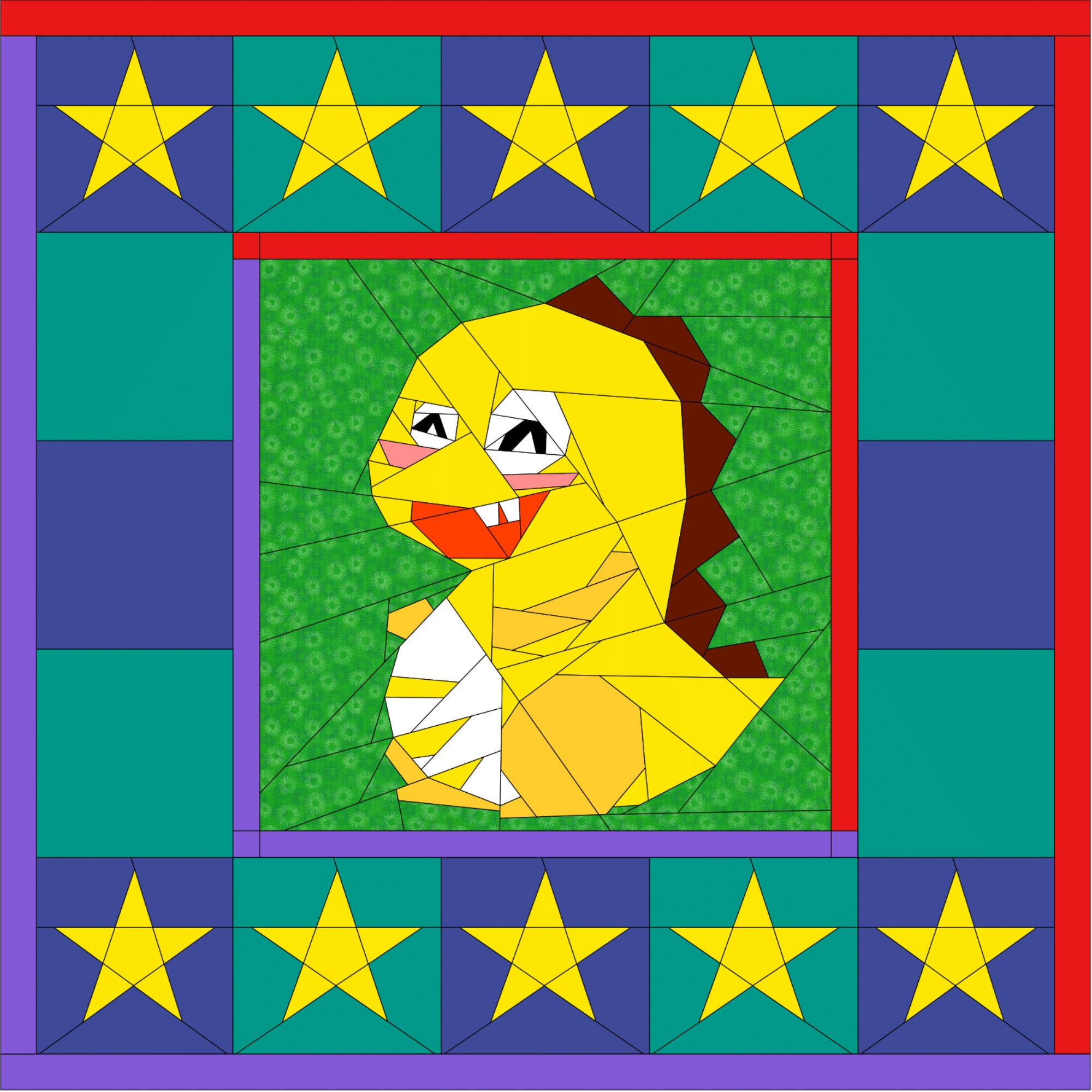 VIPKID Dino Quilt Block Foundation Paper Pieced Digital - Etsy