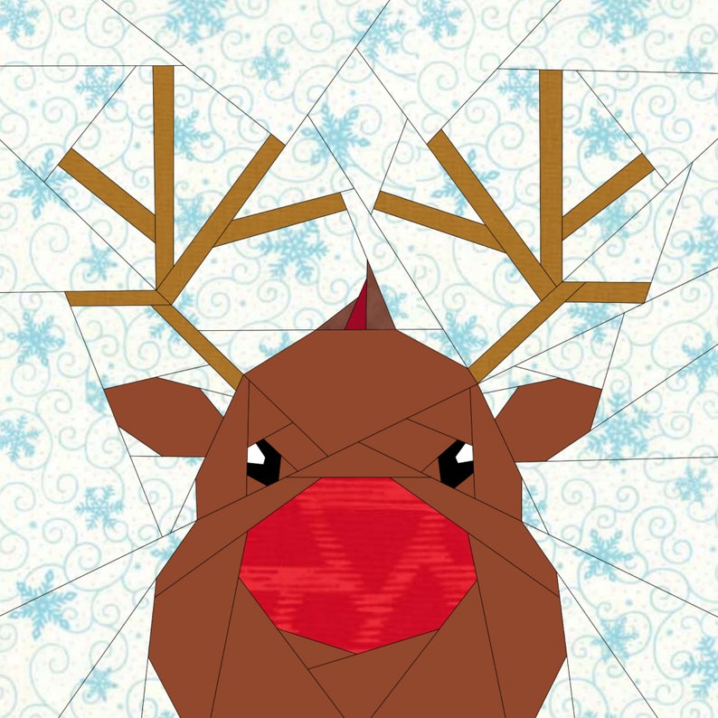 Reindeer Quilt Block Foundation Paper Pieced Digital Pattern - Etsy