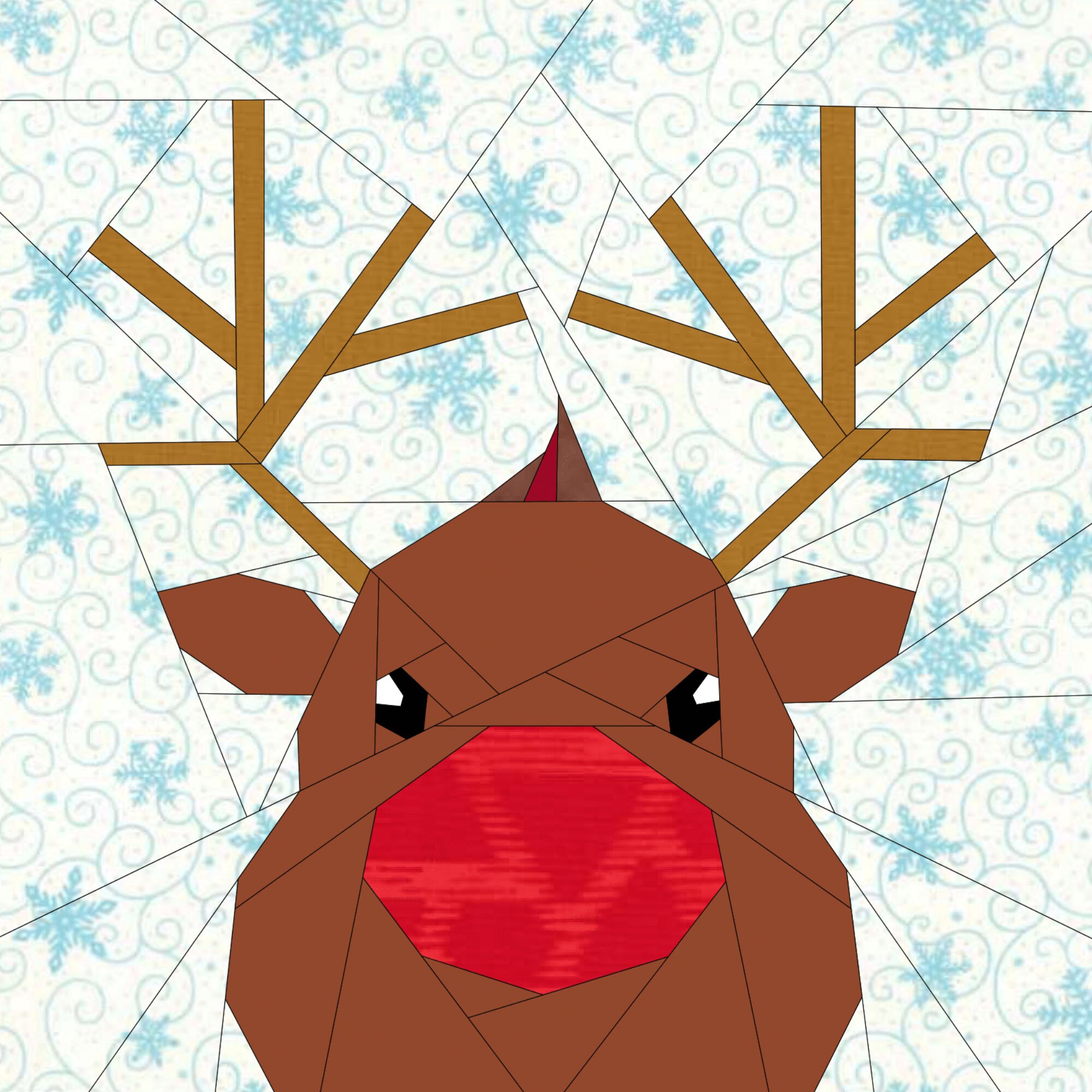Reindeer Quilt Block Foundation Paper Pieced Digital Pattern - Etsy