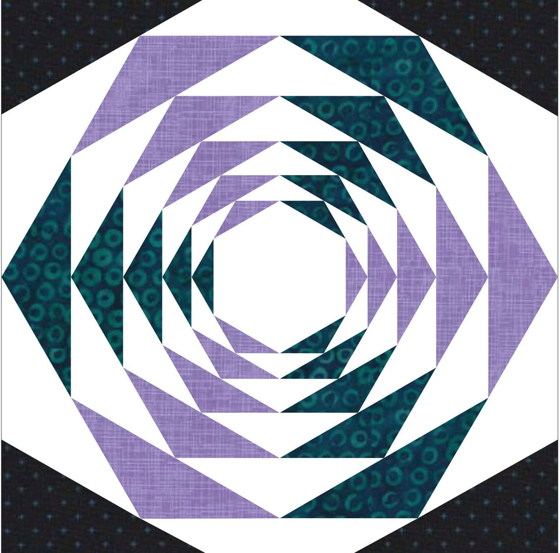 Vortex Quilt Block - 4 Sizes & 3 Variations - Foundation Paper Pieced ...