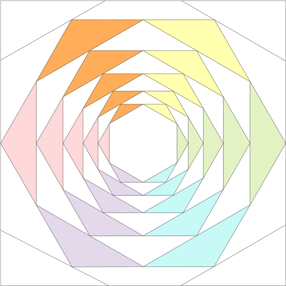 Vortex Quilt Block 4 Sizes & 3 Variations Foundation Paper - Etsy