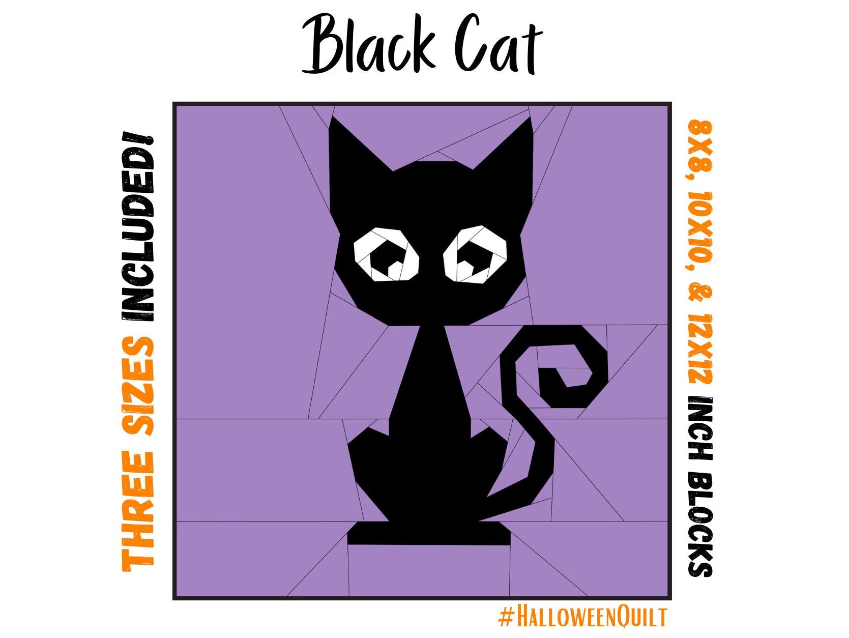 Black Cat Quilt Block Foundation Paper Pieced Digital - Etsy