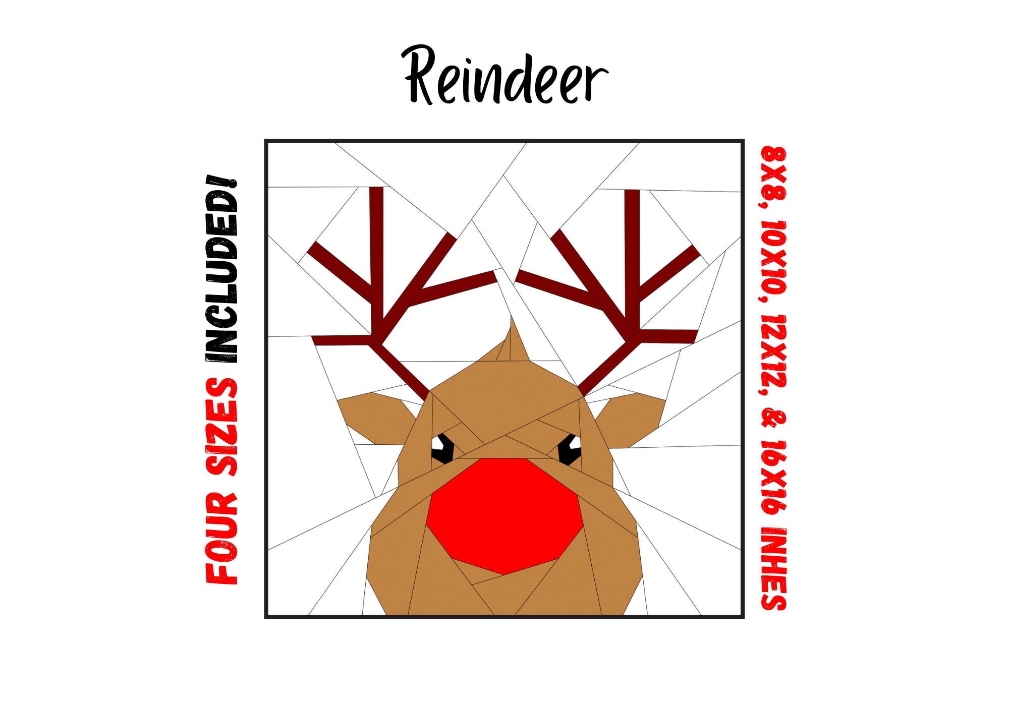 Reindeer Quilt Block Foundation Paper Pieced Digital Pattern - Etsy