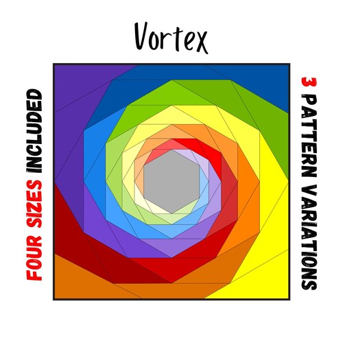 Vortex Quilt Block 4 Sizes & 3 Variations Foundation Paper - Etsy