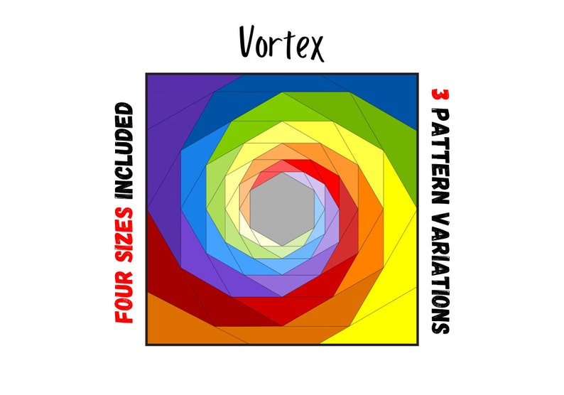 Vortex Quilt Block 4 Sizes & 3 Variations Foundation Paper - Etsy