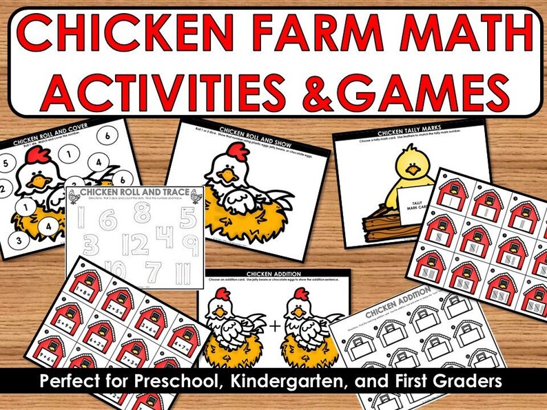 Chicken Farm Math Activities and Games, Hands on Activities, Worksheets ...