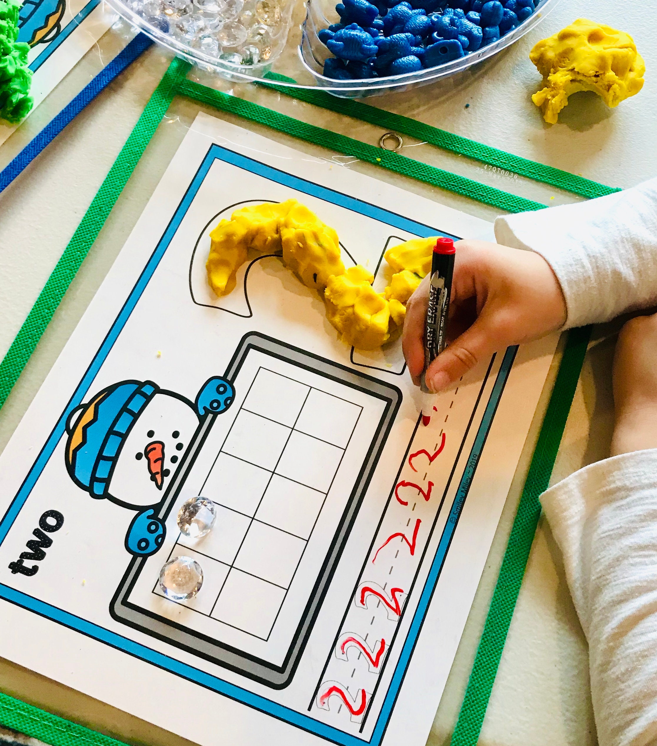 Counting and Numbers Play Dough Tracing Mats, Winter Snowman, Toddler ...