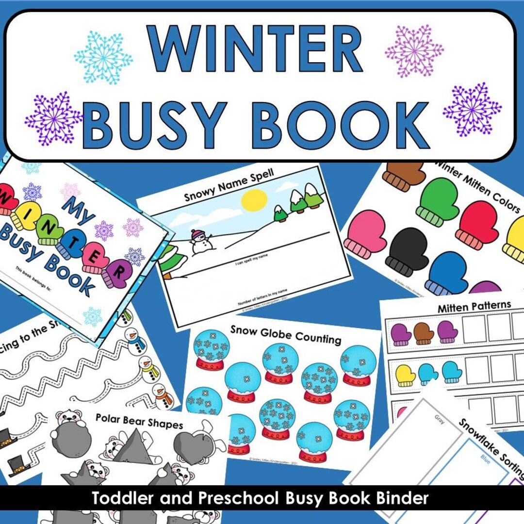 Toddler Preschool Busy Book Binder, Winter Learning Binder, Educational ...
