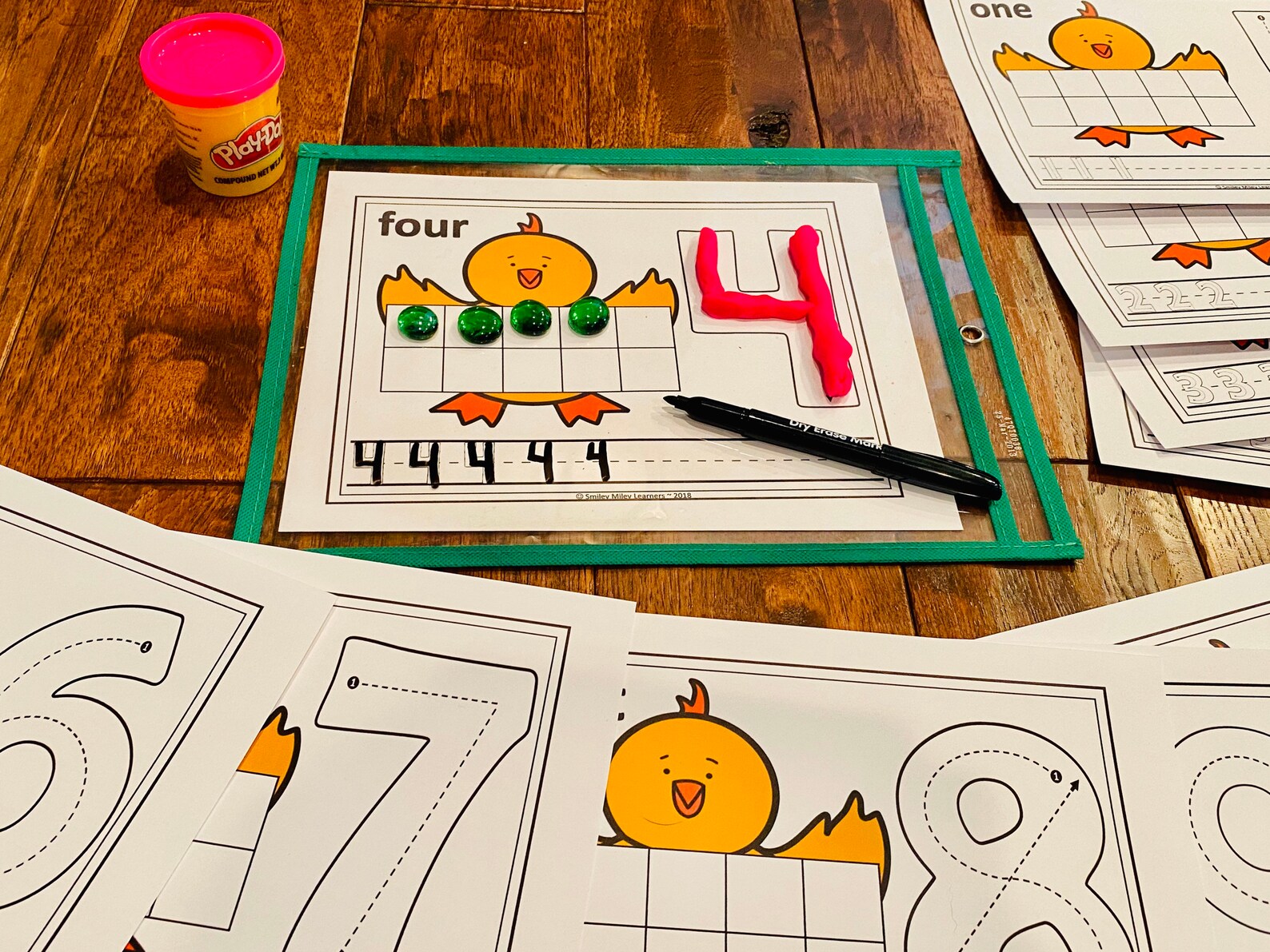 Counting and Numbers Play Dough Tracing Mats, Spring & Easter, Toddler ...