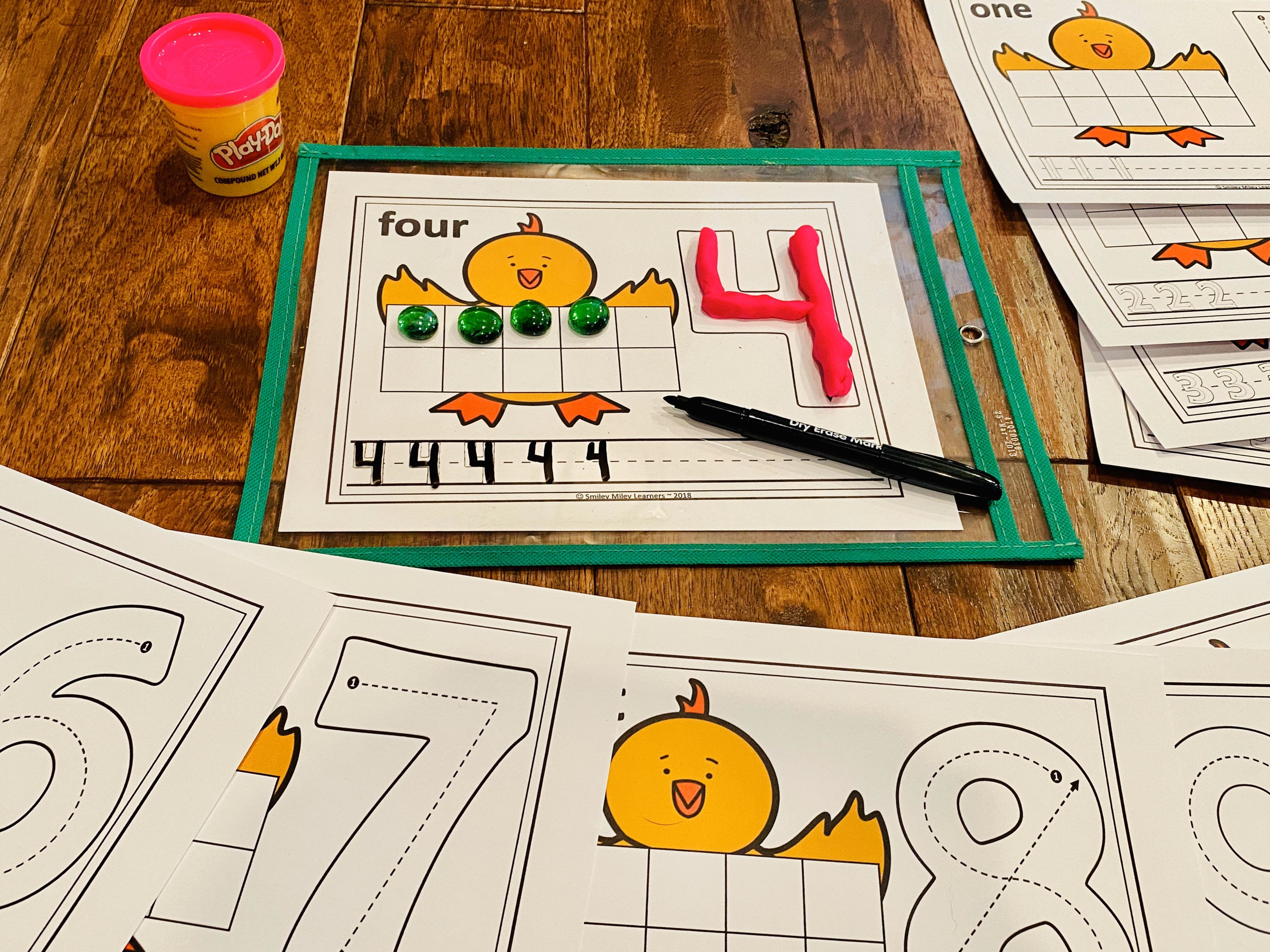 Counting and Numbers Play Dough Tracing Mats, Spring & Easter, Toddler ...
