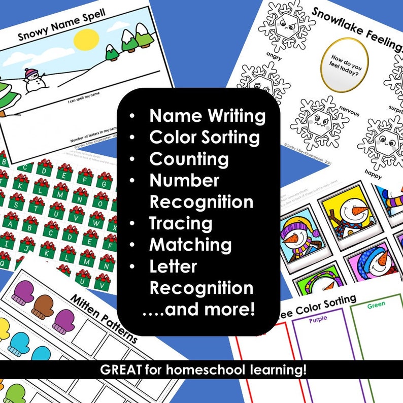 Toddler Preschool Busy Book Binder, Winter Learning Binder, Educational ...