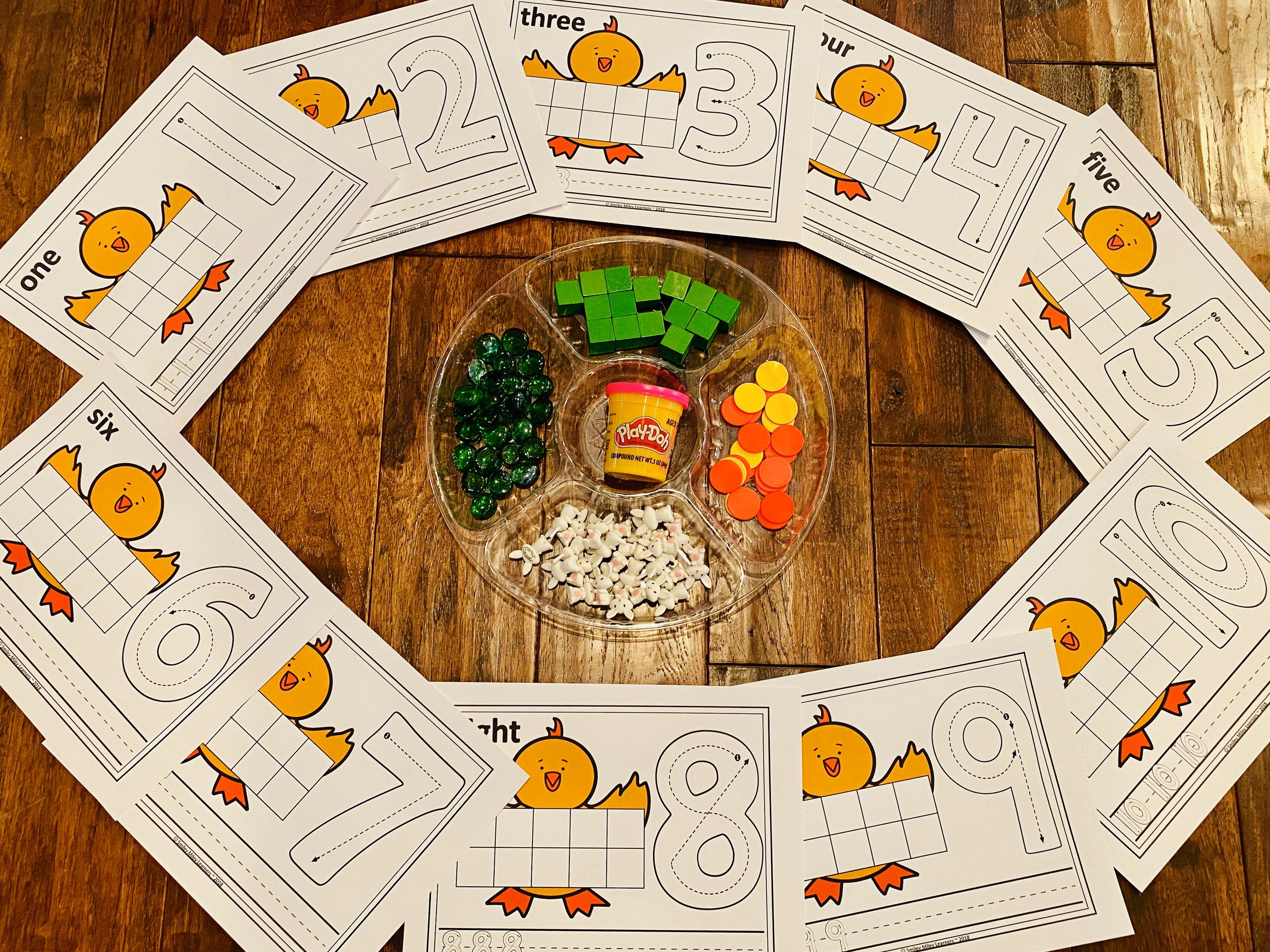 Counting and Numbers Play Dough Tracing Mats, Spring & Easter, Toddler ...