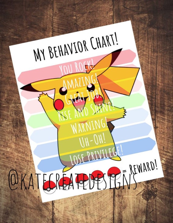 Pokémon Behavior Clip Chart Kids Behavior Chart Kids Clip | Etsy
