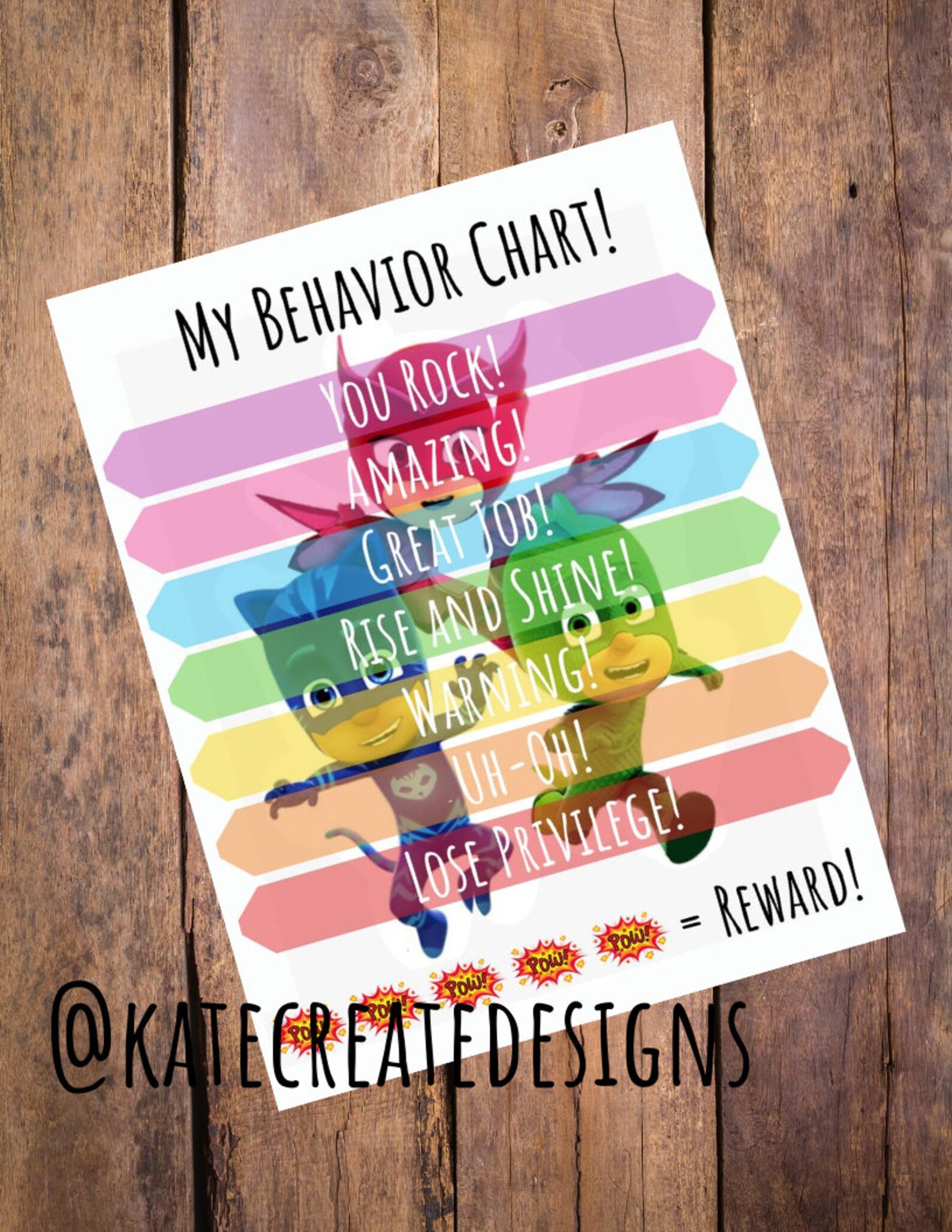 PJ Masks Behavior Chart PJ Masks Clip Chart Catboy Owlette - Etsy