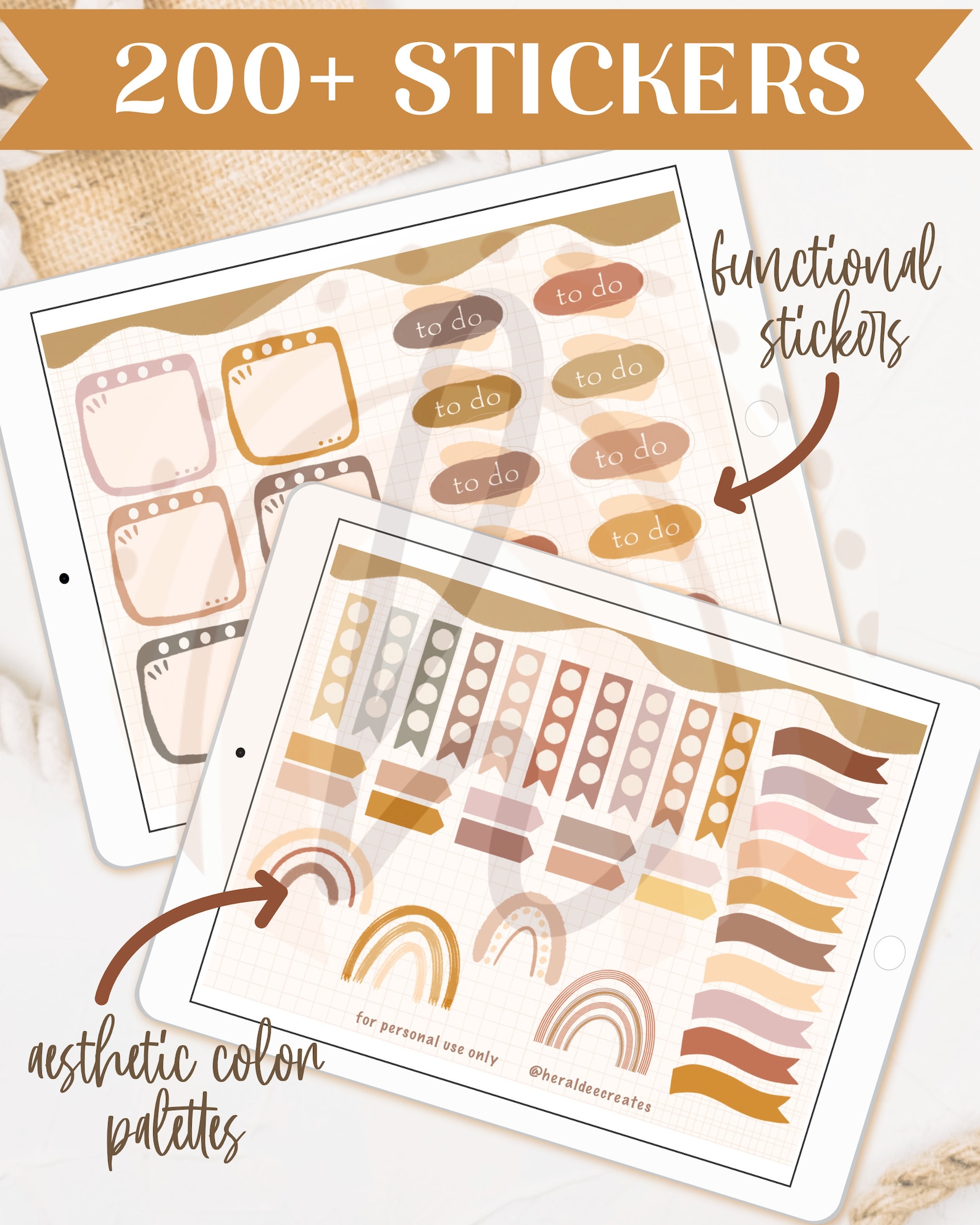 Hand Drawn BOHO Digital Stickers Digital Planner Stickers - Etsy