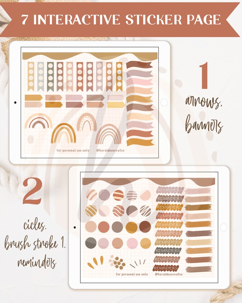 Hand Drawn BOHO Digital Stickers Digital Planner Stickers - Etsy
