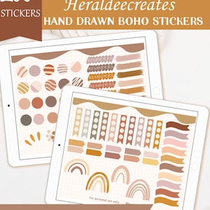 Hand Drawn BOHO Digital Stickers Digital Planner Stickers - Etsy