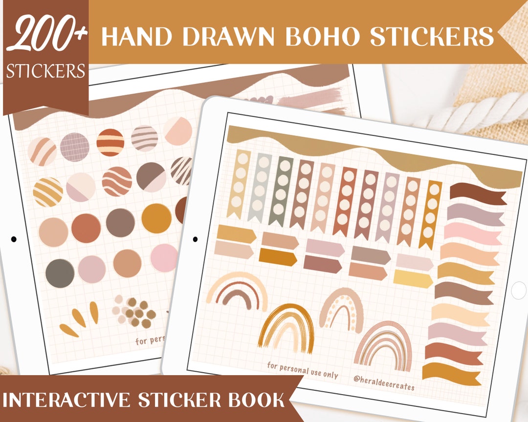 Hand Drawn BOHO Digital Stickers Digital Planner Stickers - Etsy