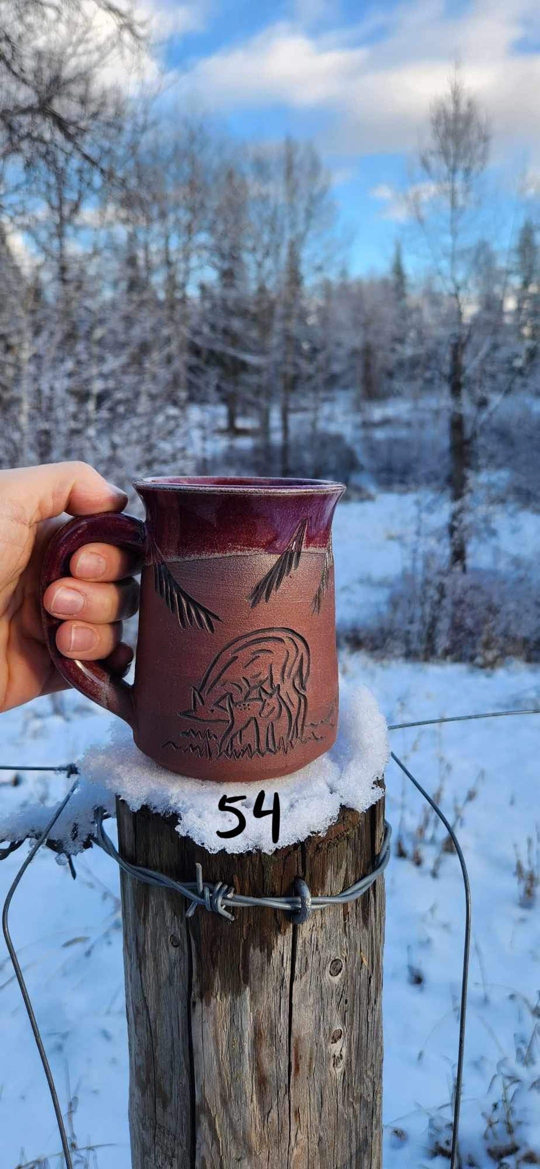 Handmade Mugs Pottery Mugs Carved Mug Blue Glaze Ceramic Mug Nature Mug ...