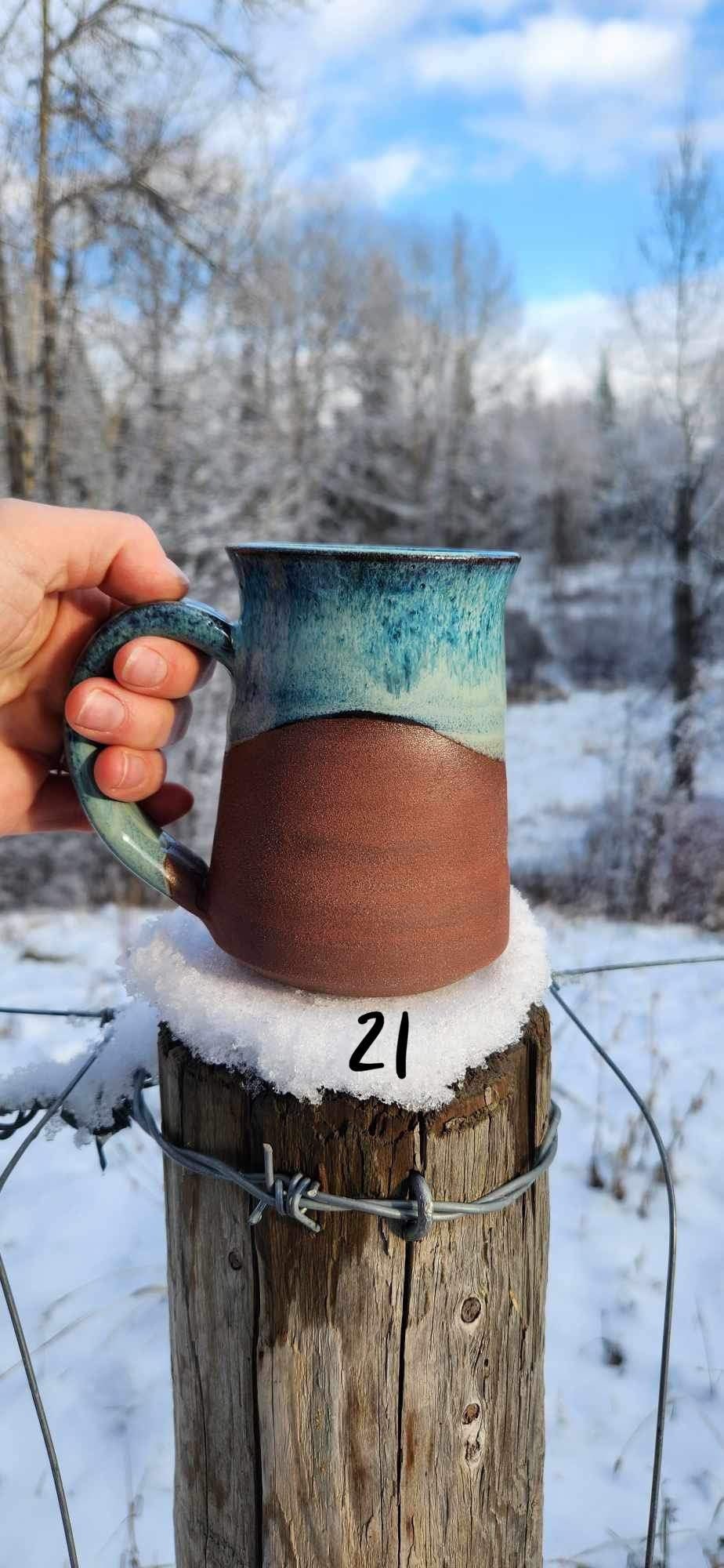 Handmade Mugs Pottery Mugs Carved Mug Blue Glaze Ceramic Mug Nature Mug ...