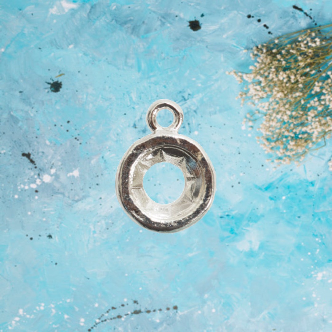Bezel Circle Open Back 8mm Single Loop Sterling Silver Charm - Etsy