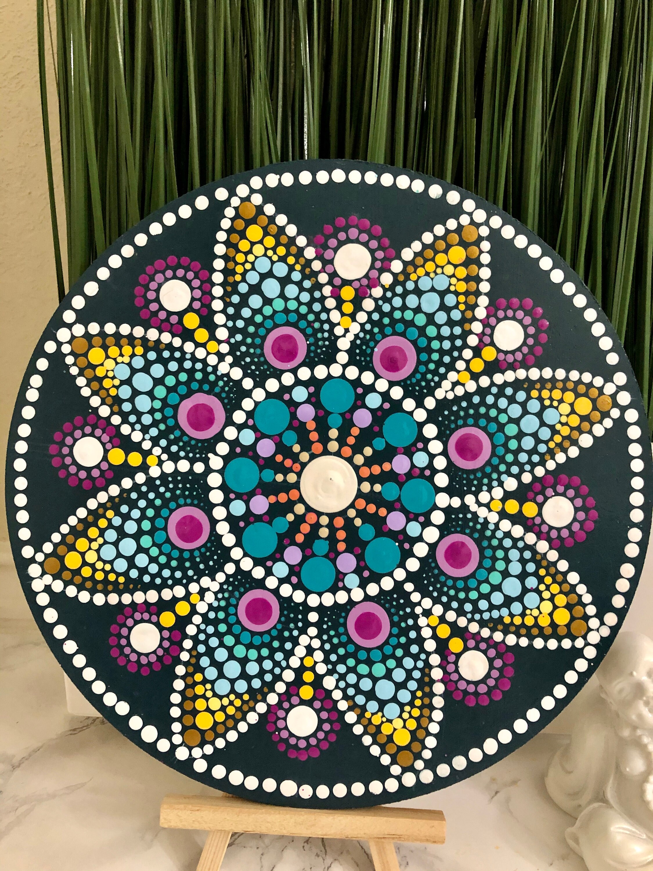 Flower Power Dot Mandala Wall Art - Etsy
