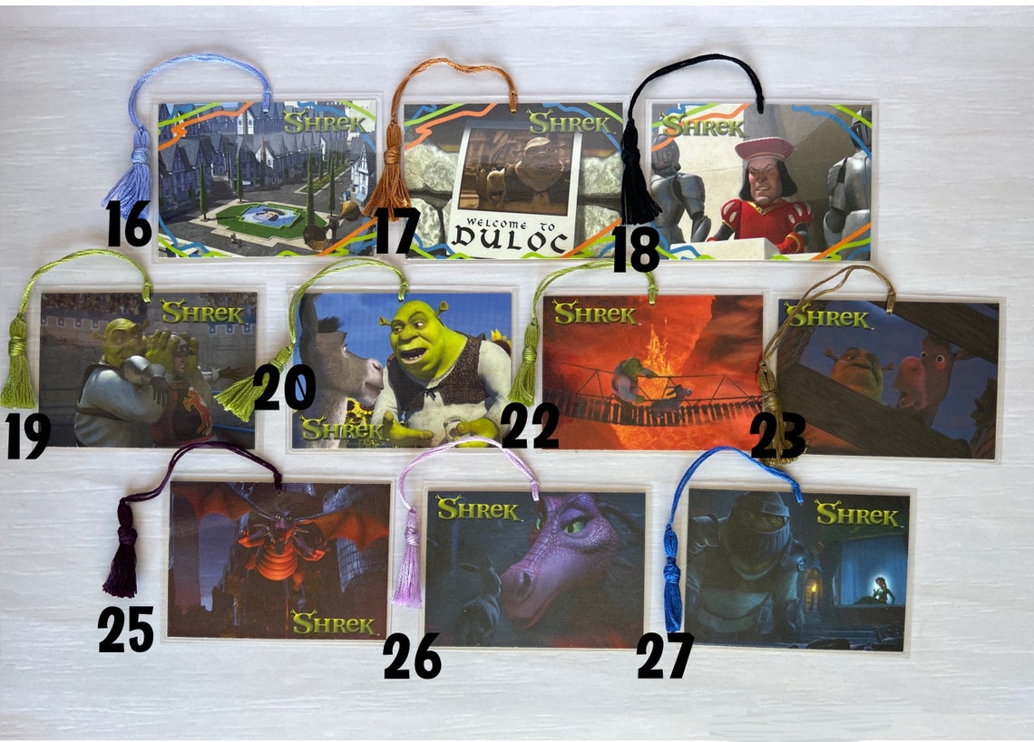 Shrek Bookmarks Various Designs Shrek Donkey Fiona - Etsy