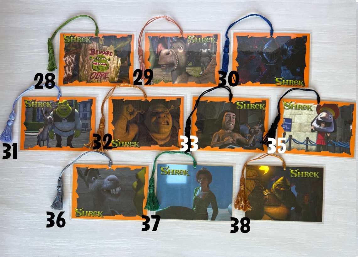 Shrek Bookmarks Various Designs Shrek Donkey Fiona - Etsy