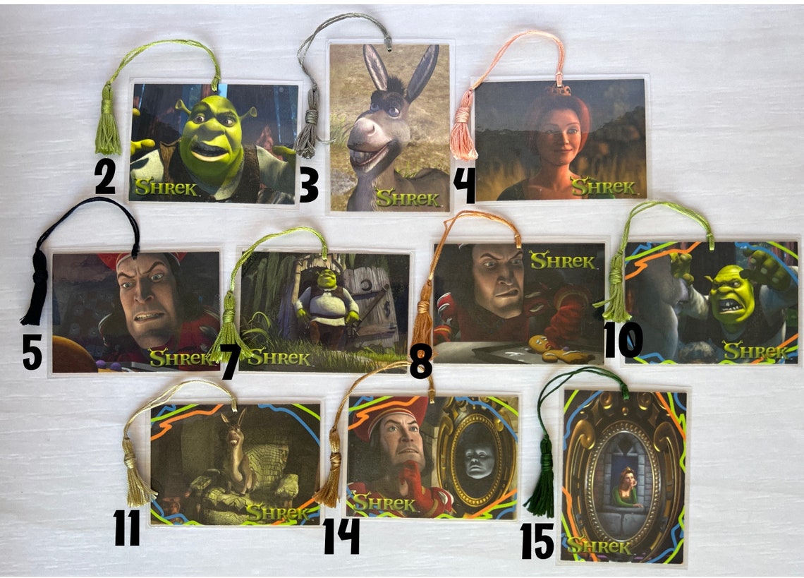 Shrek Bookmarks Various Designs Shrek Donkey Fiona - Etsy