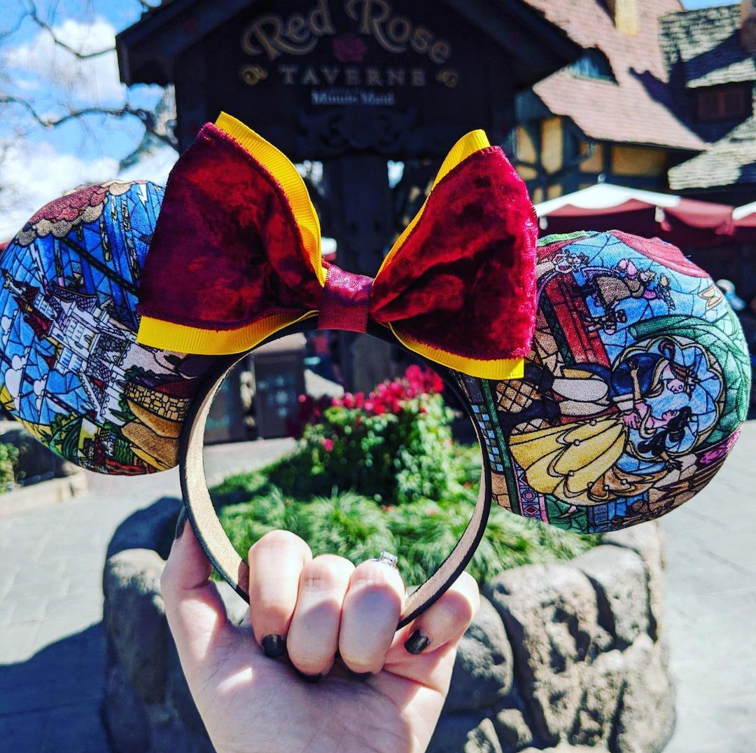 Beauty and the Beast Disney Ears | Stained Glass Belle Design - Etsy