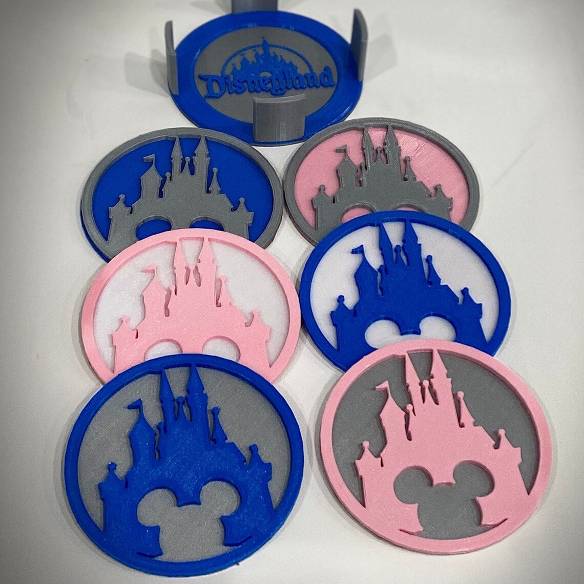 3D Printed Disneyland Coaster Set Cork Backing Choose Your - Etsy