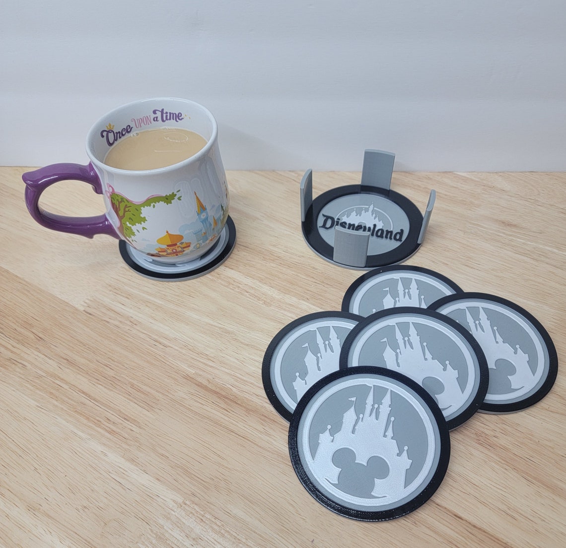 3D Printed Disneyland Coaster Set, Cork Backing, Choose Your Colors ...