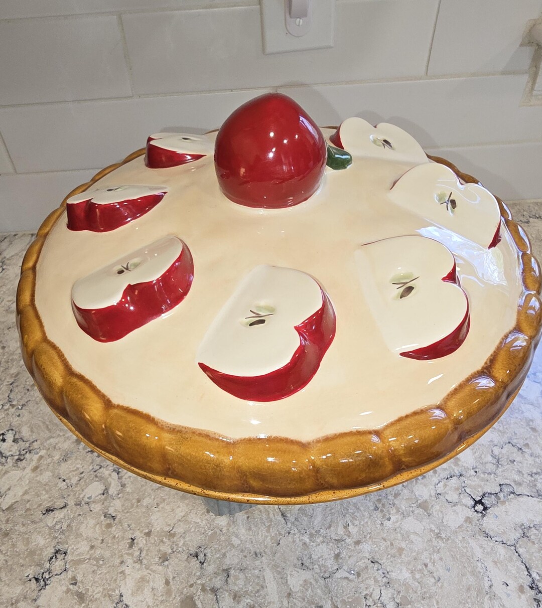 Vintage Over and Back Applie Pie Keeper, Pie Plate and Cover - Etsy