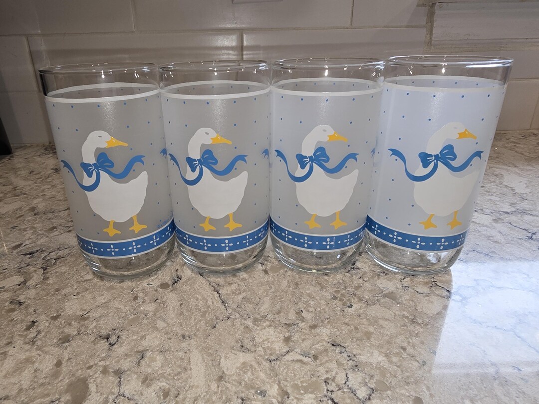 Set of 4 Vintage Libbey Glass Country Goose Glasses, Froster Drinking ...
