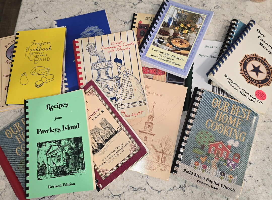 5 Vintage Community Church Cookbooks - Mystery Lot, Mystery Recipe ...