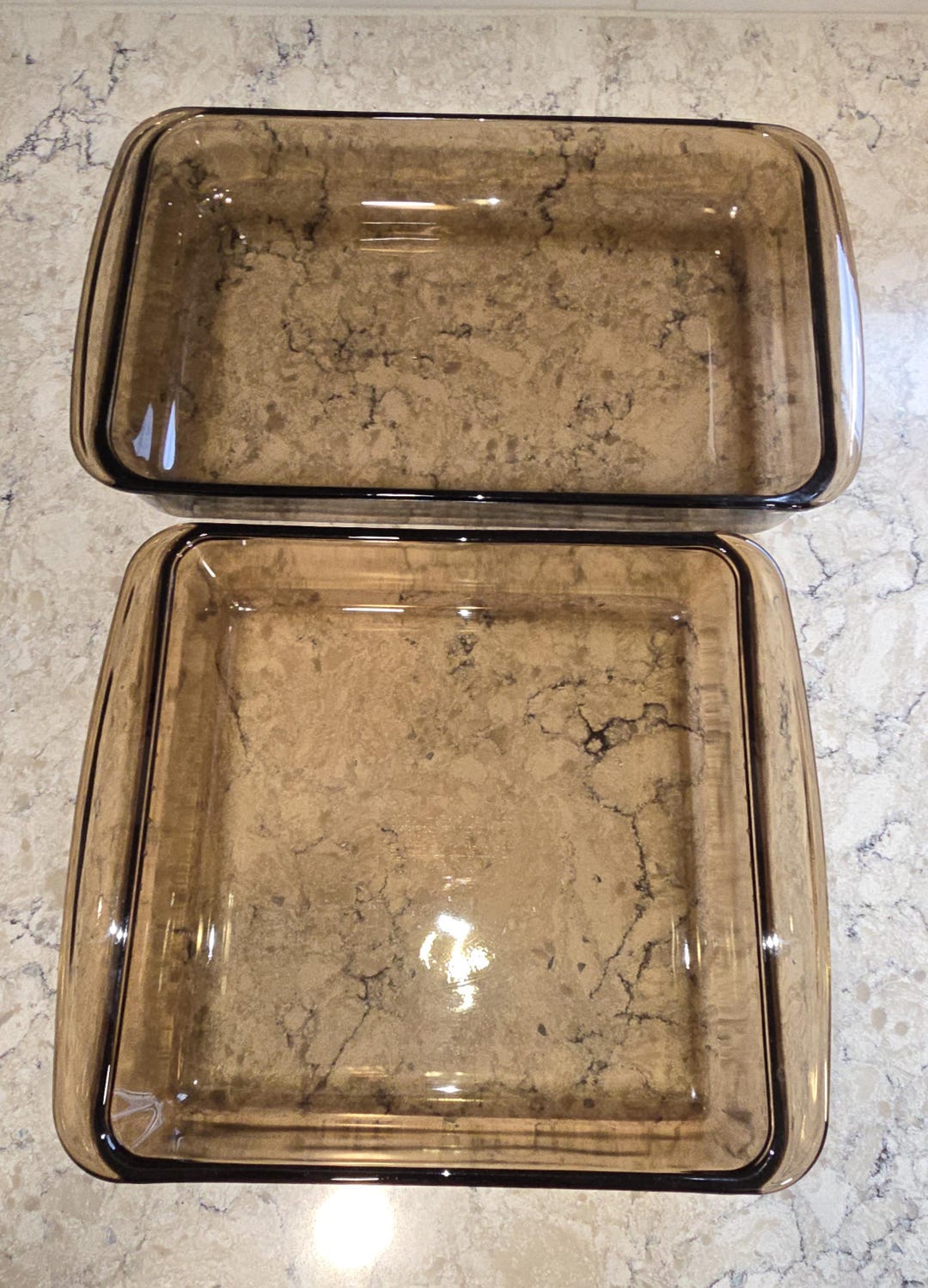 Vintage Amber Pyrex Set 7" X 11" and 8" X 8" Baking Dishes, Vintage ...