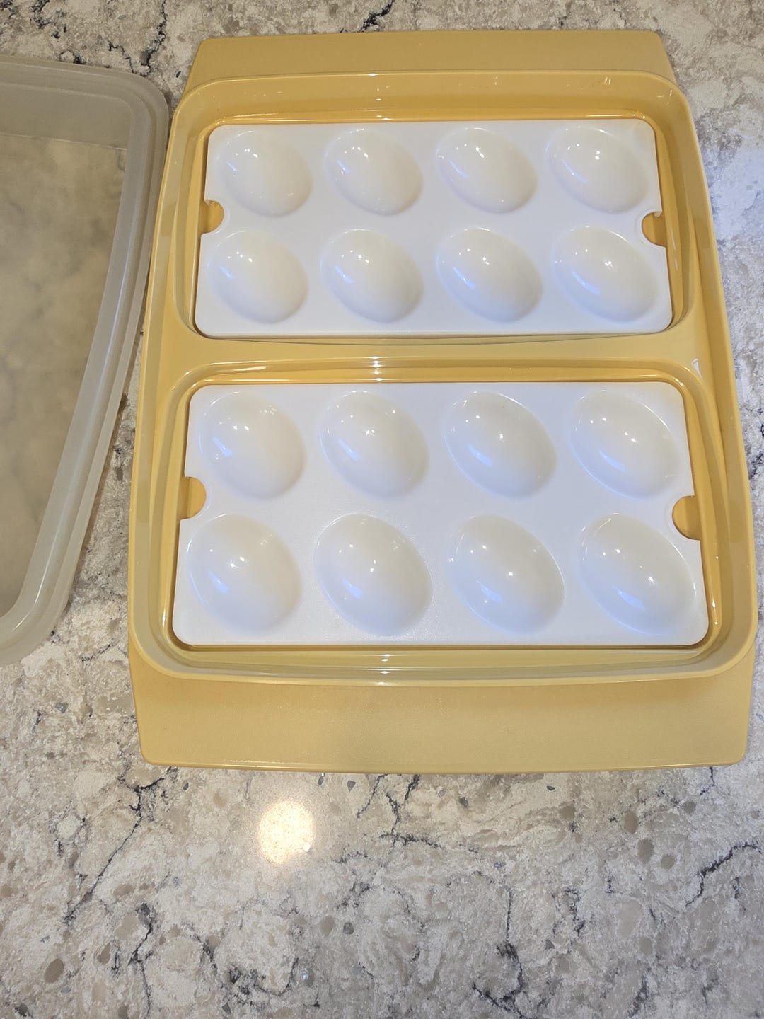 Vintage Harvest Gold Tupperware Deviled Egg Container, Tupperware Egg ...