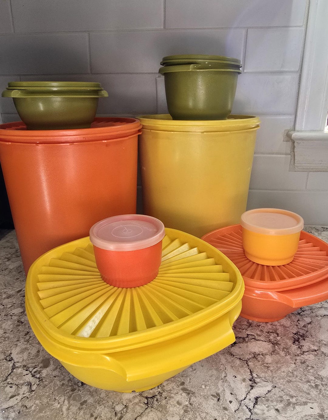 Set of 8 Harvest Colored Vintage Tupperware Servalier Containers With ...