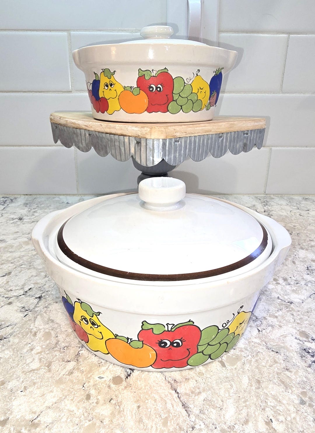 Vintage Daekor Nancy Lynn Fruit Casserole Dish Set With Lids, Casserole ...