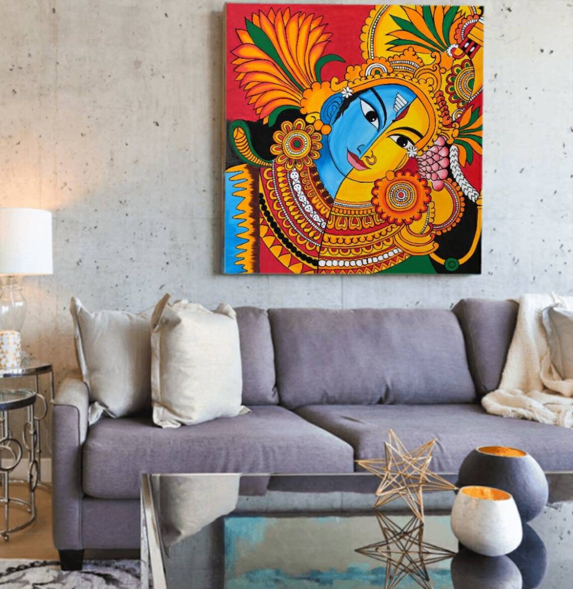 Shiv Shakti Ardhanarishvara Kerala Mural Traditional Art Handpainted ...